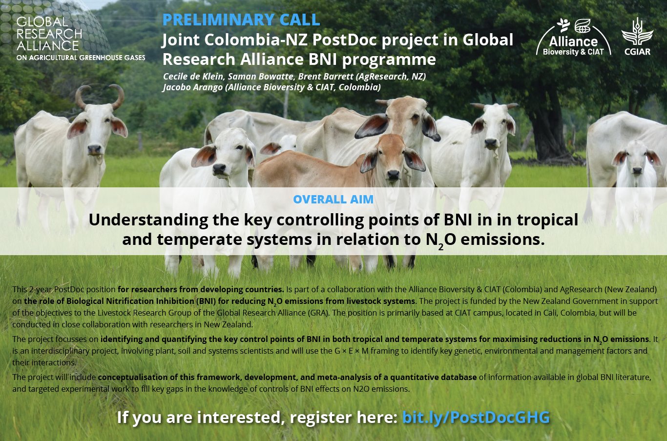 Postdoc position: Role of BNI for reducing N2O emissions from livestock ...